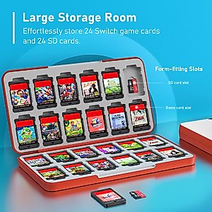 TiMOVO 24 Game Card Case for Nintendo Switch OLED 2021/Switch/Switch lite, 24 Game Holder Cartridge Case for Switch Game Cards and 24 SD Cards, Compact & Portable Game Storage Case Box, Pokeball