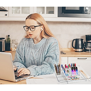 Toughty Drawer and Desk Organizer Tray with 8 Compartments Clear Acrylic for Makeup Organizer for Vanity, Drawer Organizers Office, Office Desk Accessories Desk Organizer Tray