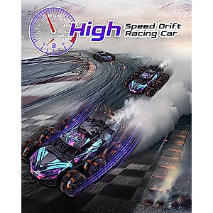 SUPERSUN Remote Control Car, 1:24 RC Stunt Car, 360 Flips Rotating RC Cars with Light Spray Effect, 6WD 2.4Ghz Electric Racing Toy Car, Birthday for Boys Kids Over 6 Years Old