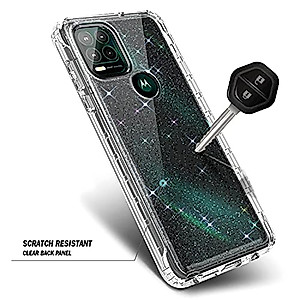 NZND Case for Motorola Moto G Stylus 5G with [Built-in Screen Protector], Full-Body Protective Shockproof Rugged Bumper Cover, Impact Resist Durable Phone Case Cover (Crystal Glitter Clear)
