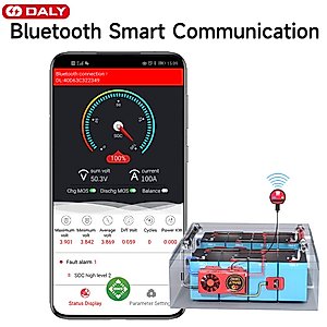 DALY BMS Parallel Connector 1A+ LiFePo4 16S BMS 48V 150A with Cooling Fan UART RS485 CAN Bluetooth BMS Parameter Programmable for Rated 3.2V Lithium Power Bank Storage Off Grid Solar System