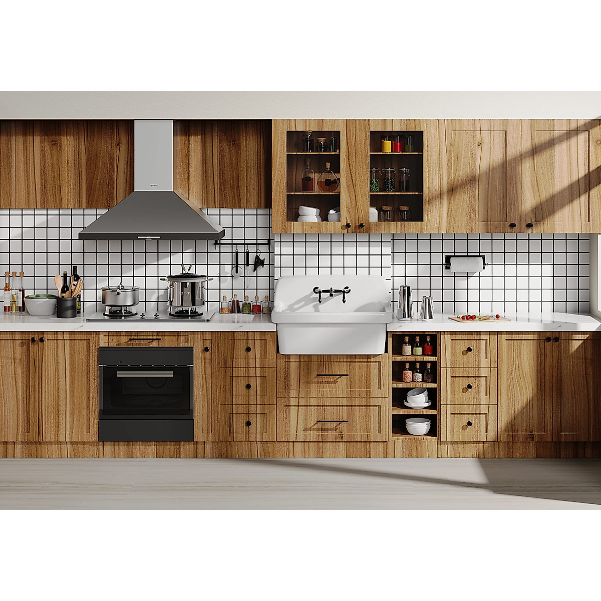 ELLAI 30 Inch White Wall Mount Utility Sink High Back Wall Mounted Ceramic Laundry Tub 15 Gallon Slop Sink for Laundry Room, Garage, Kitchen, Basement 30" x 19" x 18"