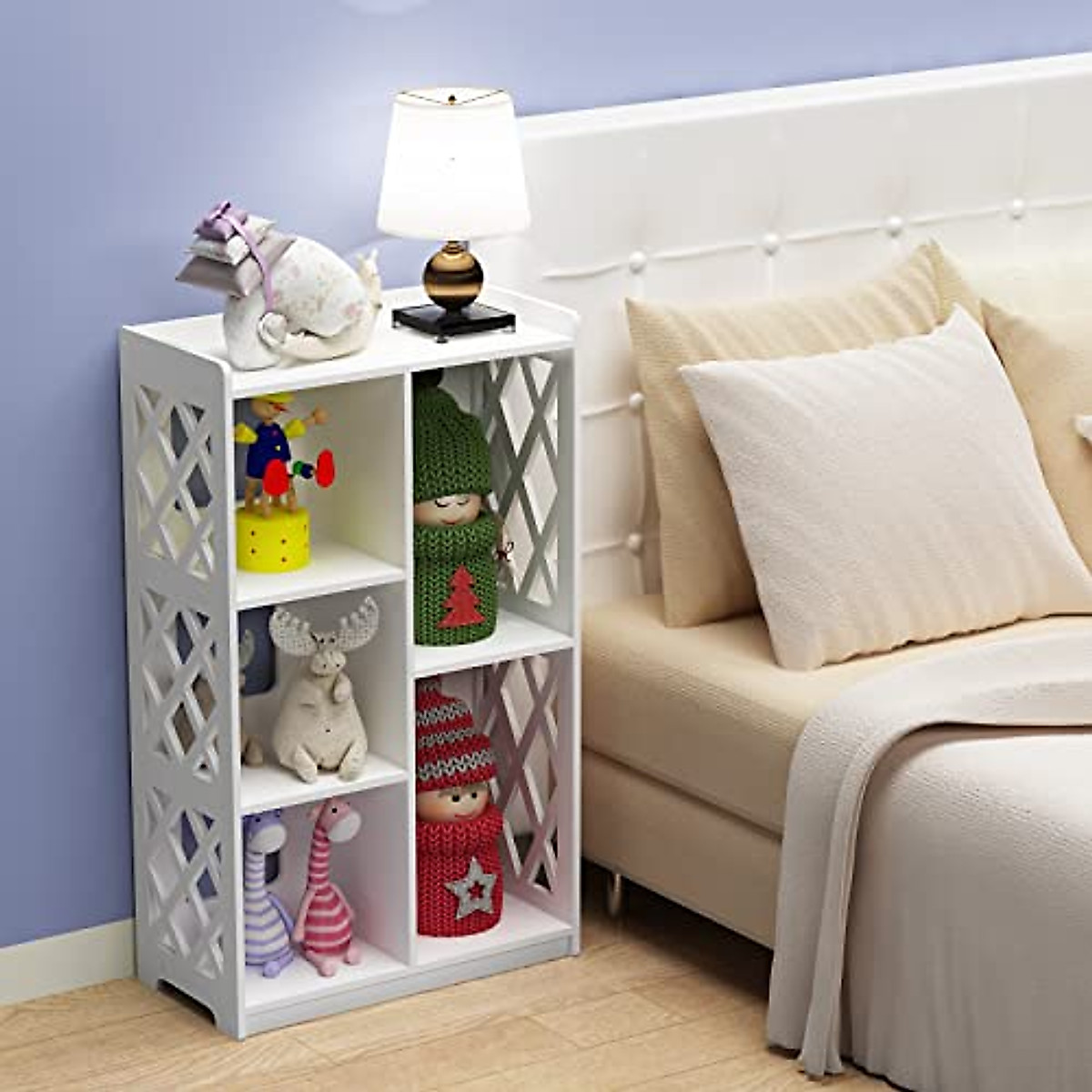 Rerii Bookcase, Small Bookshelf, Kids Book Case Open Shelf with 5 Cube Storage Organizer for Bedroom Living Room Office, White