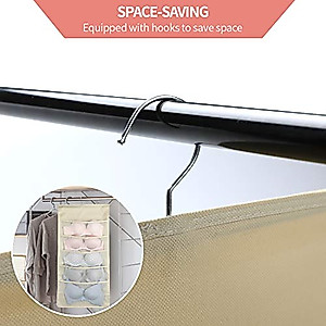 Enlarged Closet Hanging Bra Organizer with Rotating Metal Hanger, Extra-Large Dual Sided Wall Shelf Wardrobe Mesh Pockets Hanging Storage Bag for Bra Socks Underwear Underpants