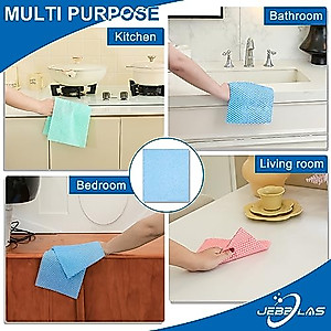 JEBBLAS Disposable Cleaning Towels and Dish Cloths, Reusable Towels,Handy Cleaning Wipes, 50 Count/Pack,Blue