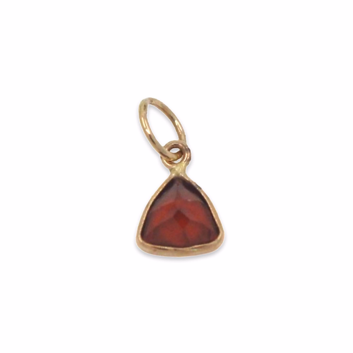 Garnet Charm 5mm Triangle-Shape Handmade In 14k Yellow Gold