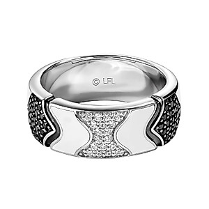 Jewelili Star Wars™ Fine Jewelry The Stormtrooper Women's Ring 1/2 Ct.Tw. Black and White Diamonds and Ceramic Silver