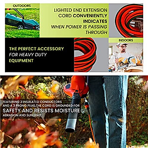 GoGreen Power GG-13725 16/3 25’ SJTW Outdoor Extension Cord, Lighted End, 25 Ft (2 Pack)