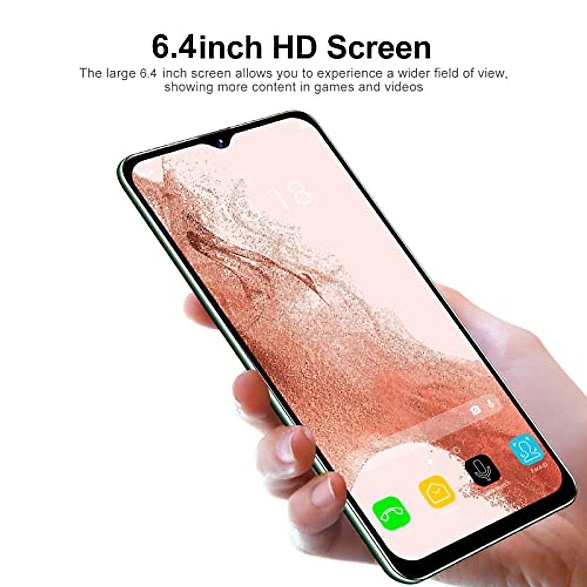 PUSOKEI S22 Ultra Smartphone, Unlocked Android Cell Phone, with 6.4in HD Screen, 4G Mobile Phone, Dual Sim, 6800mAh, Fingerprint Lock, Face ID, BT, FM, WiFi(Green)