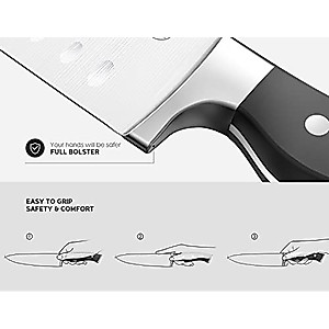 ASETY Kitchen Knife Professional Chef Knife Set 3 Piece, Ultra Sharp German Stainless Steel Knife and Finger Guard, Ergonomic Handle Knives for Kitchen NSF Food-Safe, Gifts for Women I Men