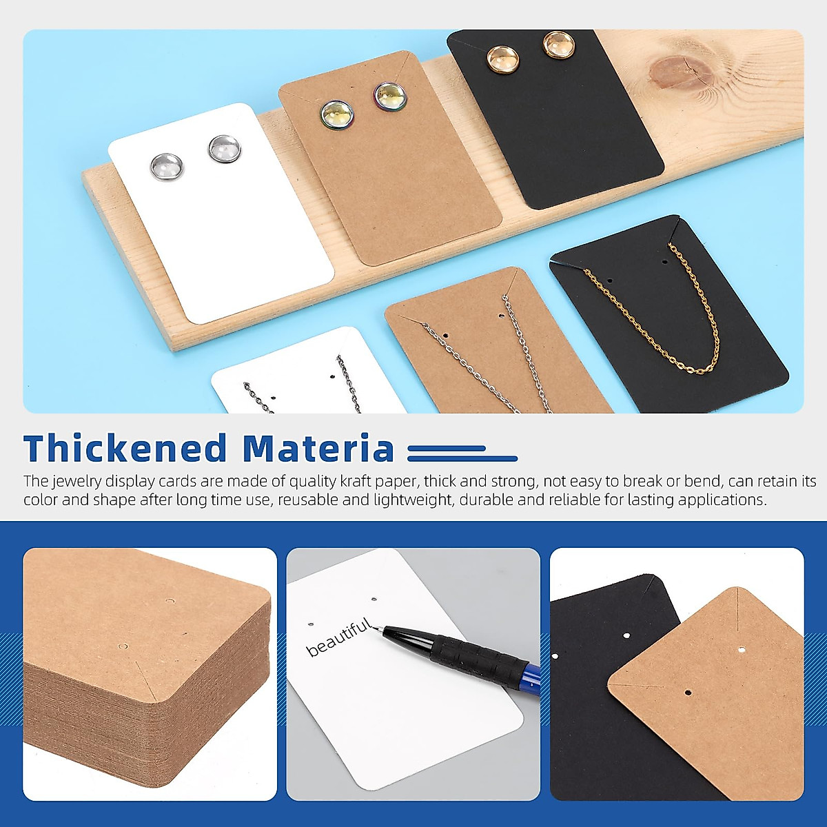 Glarks 550Pcs Earring Cards with Earring Backs and Self-Sealing Bags Kit, 9 x 6 cm 3 Colors Earring Display Cards Earring Holder Cards for Stud Earrings Dangle Jewelry Display Earring Packaging