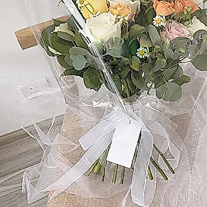 MUWOOB 1 inch White Organza Ribbon, 50 Yard Sheer Chiffon Ribbon for Gift Wrapping, Transparent Wired Tulle Ribbon for Holiday Presents, Birthday Cards, Wedding Party Decoration, Hair Bows Making