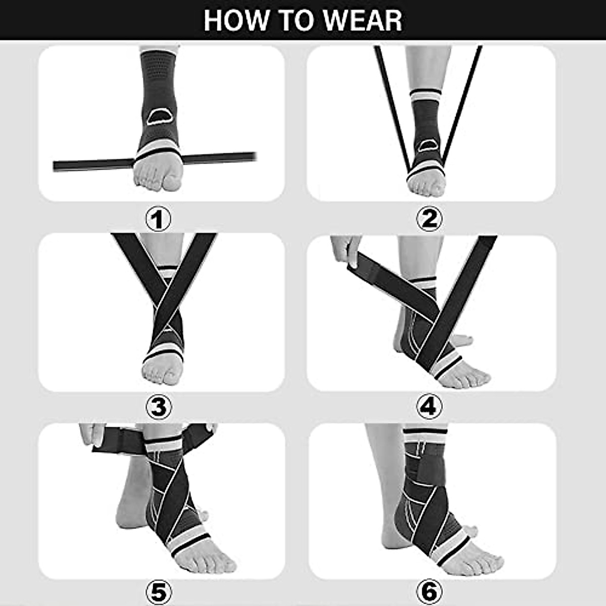 Novetec Ankle Brace for Men & Women Adjustable Compression Ankle Support Ankle Sleeve for Plantar Fasciitis, Achilles Tendon, Sprained Ankle, Stabilize Ligaments, Sports Protection (Black, Medium)