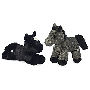 Aurora World Mini Flopsie Plush Horses | Storm & Beau 8 Bundle, 8 inches