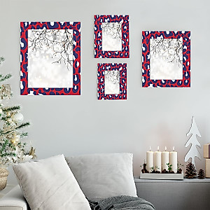 POFATO Leopard Print Blue Red 4x6 Picture Frame Wood Photo Frame for Tabletop Display Wall Mount Picture Frame Display 4x 6 Inch Photo Wall Decor Home Gift Frames