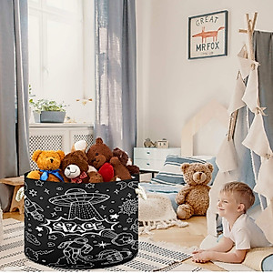 visesunny Collapsible Large Capacity Basket Astronaut Space Planet Star Clothes Toy Storage Hamper with Durable Cotton Handles Home Organizer Solution for Bathroom, Bedroom, Nursery, Laundry,Closet