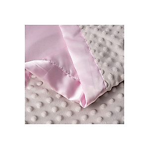Heavens Cuddles Minky Dot Satin Baby Blanket (36"x48") (Pink/Gray)