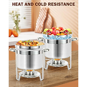 STAIIHOM Soup Chafer - 7QT [Extra 2X Thickened] [Longer Lifespan] 304 Stainless Steel Soup Chafing Dish with Pot Lid and Fuel Holder - Food Grade Commercial Soup Warmers for Parties Catering Buffet
