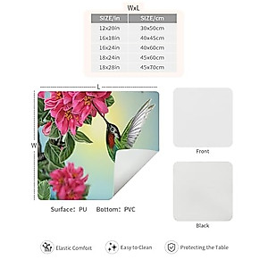 Spring Flowers and Hummingbird Coffee Mat Coffee Maker Mat,Super Absorbent Coffee Bar Accessories,Watercolor Pink Blossom Floral Non-slip Coffee Station Mat Dish Drying Pad,18x28in
