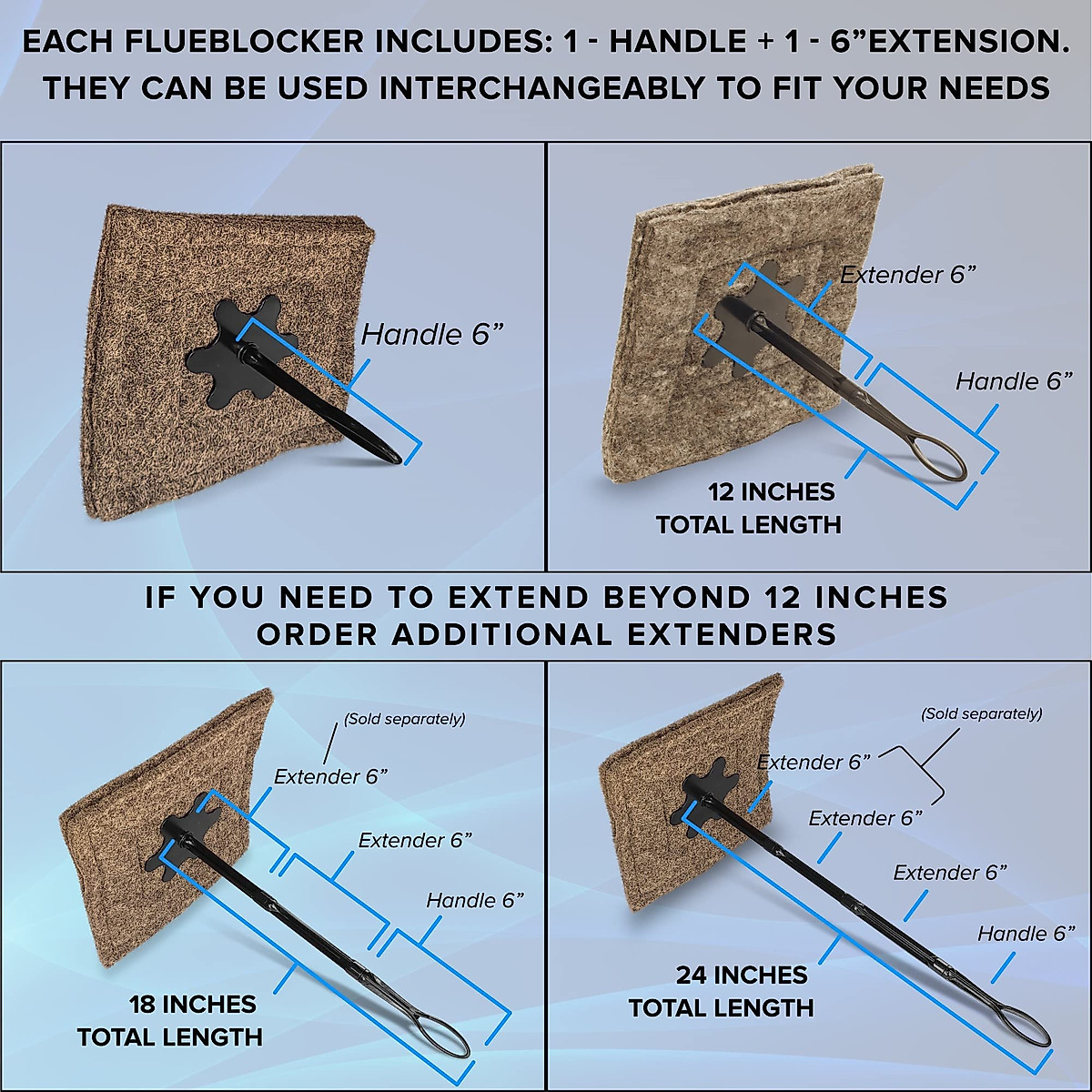 Flueblocker for 12"X12" Square Chimney Flue - Chimney Sheep Fireplace Draft Stopper Replacement Damper Fireplace Plug - Better Than Inflatable Pillow or Balloon - Save Energy Block Odor & Debris