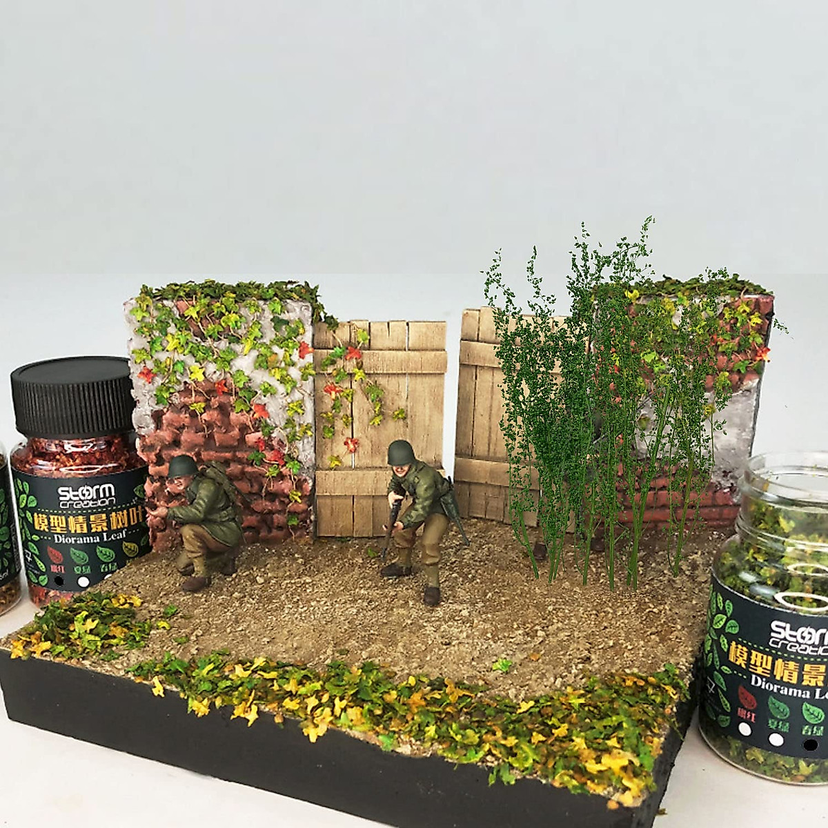 Cayway Miniature Shrubs Model Bushes Long Shrub Vegetation Groups Static Grass Tuft for DIY Model Train Landscape Railroad Scenery, Grass Green