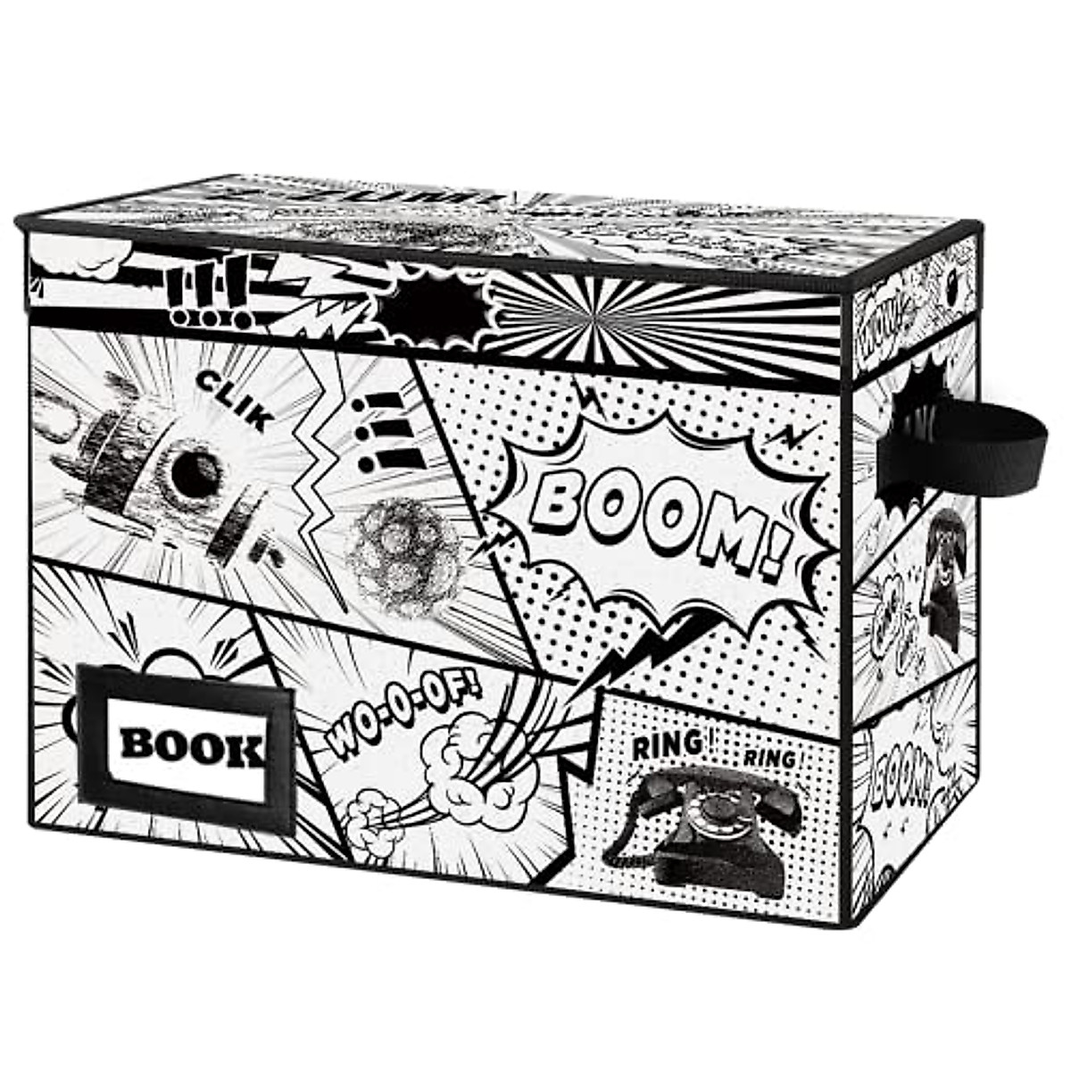 YNSZAS Comic Book Storage, Comic Book Box, 15.8" X 7.8" X 11.8", Collapsible Comic Short Box, Holds 160-180 Comic Book, Heavy Duty Comic Book Bin Container Holder Shelf (Cartoon Rocket)
