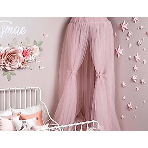 Modern Nursery Kids Bed Canopy - Baby Crib Bed Mosquito net reading Nook - princess house castle bed hanging sheer Canopy 10 layers (PINK)