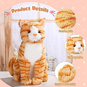 Libima 13 Inch Cat Plush Stuffed Animal Realistic Cat Plush Toy Soft Kitten Stuffed Animal for Halloween Christmas Home Decor Animal Collection Pet Party Favors Supplies (Orange,Vivid)