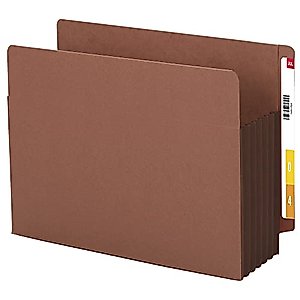 Smead End Tab Pocket, Reinforced Straight-Cut Tab, 5-1/4" Expansion, Extra Wide Letter Size, Redrope with Dark Brown Gusset, 10 per Box (73691)