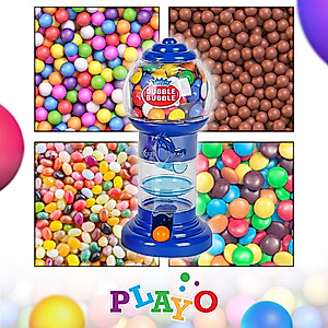 PlayO 7.5" Spiral Gumball Machine Toy - Spiral Style - Kids Twirling Style Candy Dispenser - Birthday Parties, Novelties, Party Favors & Supplies - Gumballs Included (Blue)