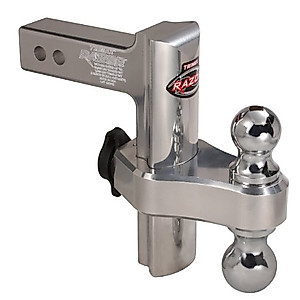 Trimax TRZ8AL 8" Premium Aluminum Adjustable Hitch with Dual Hitch Ball and T5 Receiver Lock, Polished Aluminum