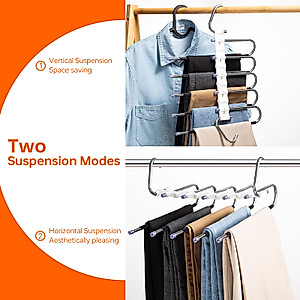 Generic 5 Layers Pants Hangers, Space Saving for Closet Multiple Layers Multifunctional Uses Rack Organizer, Closet Organizer for Scarves, Trousers, Jacket (Silver)