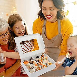 Moretoes Cupcake Boxes 15 Packs White Cupcake Containers 12 Count with Windows and Inserts to Fit Muffins, Cupcake Carrier for Cookies