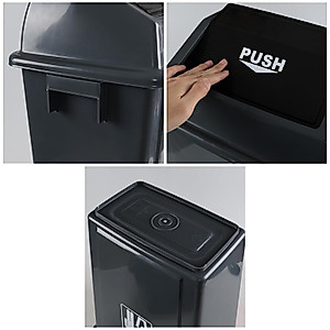 Hommp 4-Pack Rectangular Waste Container with Swing Lid, 15 Gallon Commercial Trash Can, Gray
