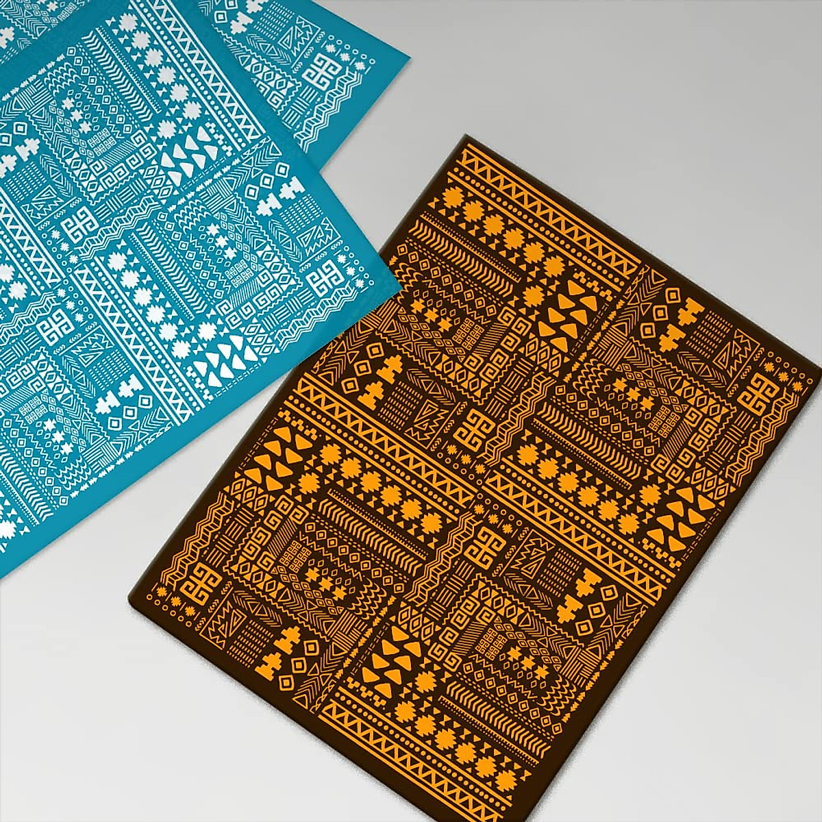 OLYCRAFT 4x5 Inch Tribal Geometric Clay Stencils Tribal Pattern Silk Screen for Polymer Clay Floral Silk Screen Stencils Mesh Transfer Stencils for Polymer Clay Jewelry Making