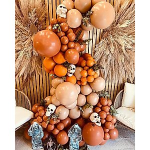 113pcs Fall Balloons Garland Arch Kit-Double Stuffed Matte Orange Dusty Pink Apricot for Thanksgiving Autumn Fall Wedding Party Birthday Bridal Shower Party Decorations
