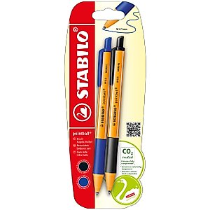 STABILO Ballpoint Pen pointball - Pack of 2 - Blue, Black