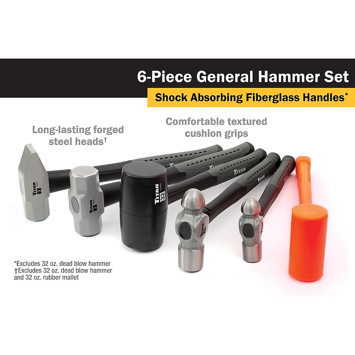 Titan 63136 6-Piece General Use Hammer Set