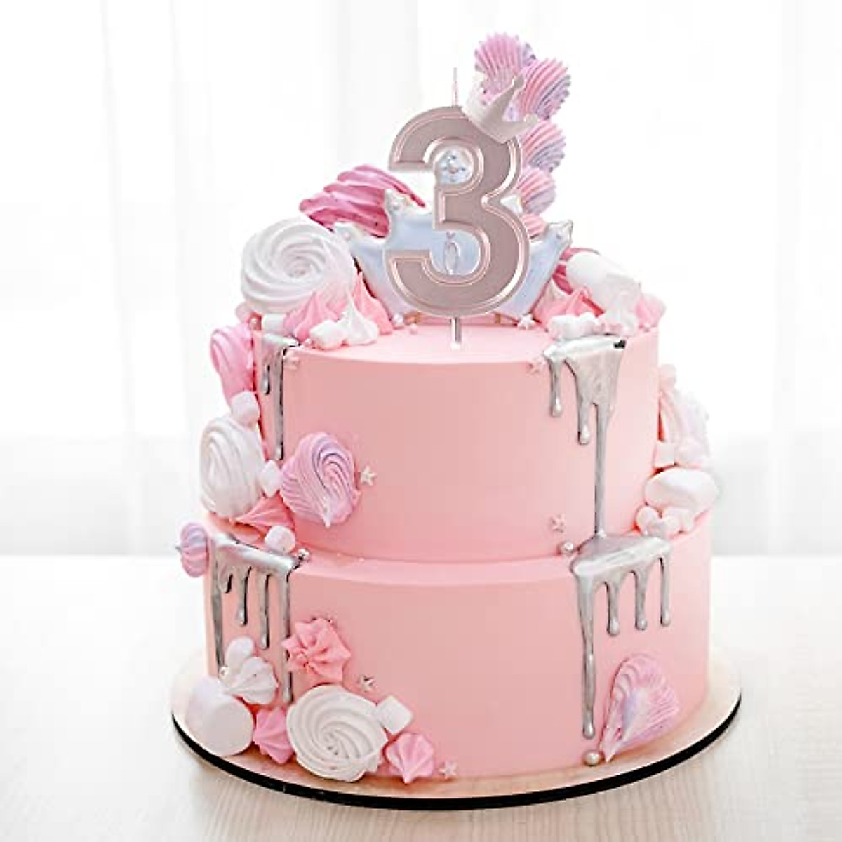 AIEX 3inch Birthday Number Candle, 3D Candle Cake Topper with Crown Cake Numeral Candles Number Candles for Birthday Anniversary Parties (Rose Gold; 1)