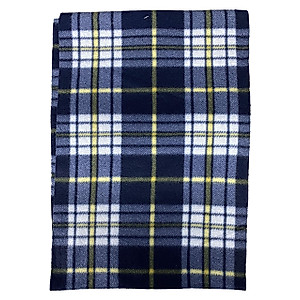Yacht & Smith Warm Fleece Knit Winter Neck Scarfs and Bulk, Unisex Black, Plaid Stripe Design (12 PACK FLEECE PLAID)
