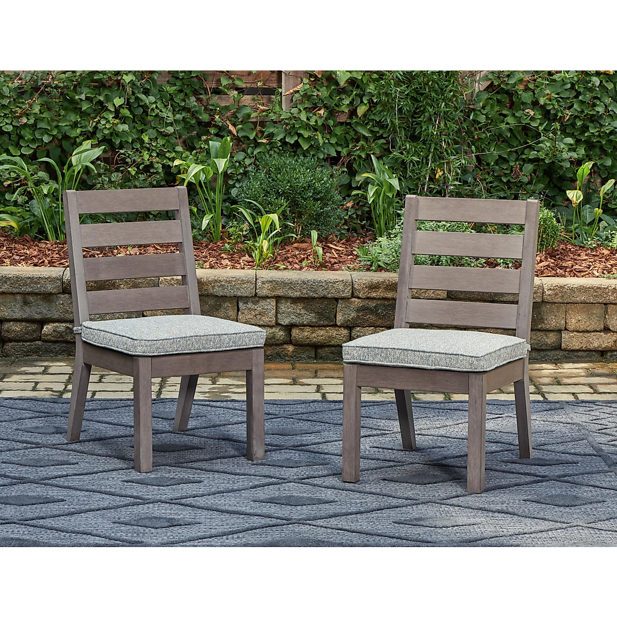 Signature Design by Ashley Hillside Barn Outdoor Dining Chair, Set of 2, 20" W x 27" D x 37" H, Light Brown & Light Gray
