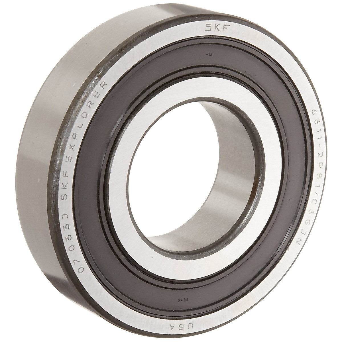 SKF 6310 2RSJEM Medium Series Deep Groove Ball Bearing, Deep Groove Design, ABEC 1 Precision, Double Sealed, Contact, Steel Cage, C3 Clearance, 50mm Bore, 110mm OD, 27mm Width, 8540lbf Static Load Capacity, 13900lbf Dynamic Load Capacity