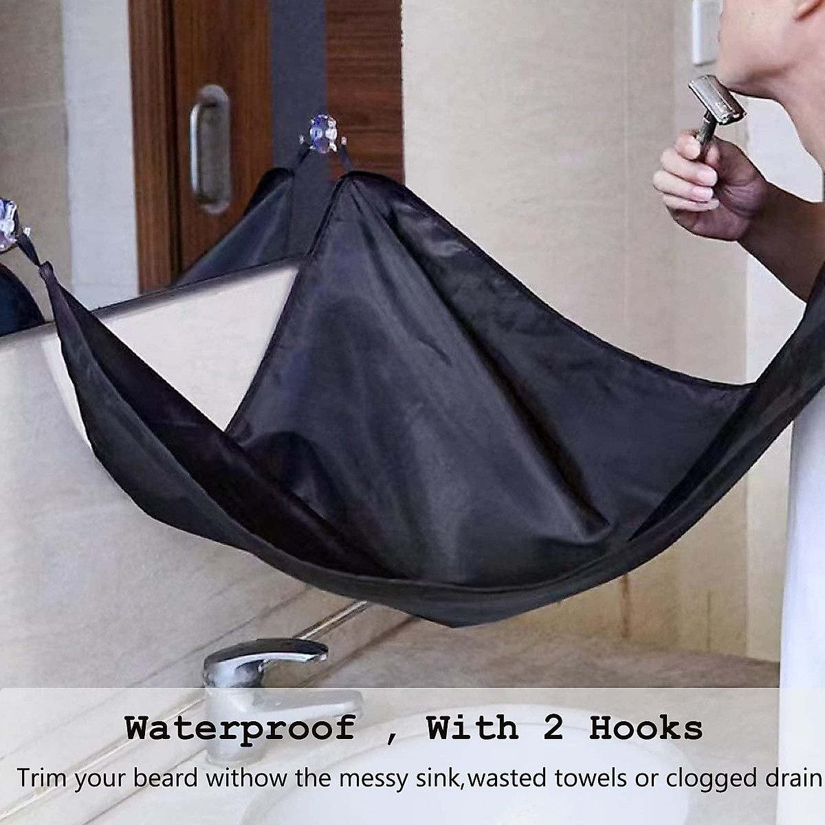 MOLANLY 2Pcs Beard Bib Beard Apron - Waterproof Beard Hair Catcher for Men Shaving & Trimming - Non-Stick Beard Cape Grooming Cloth with 2 Suction Cup, Christmas Gifts for Men Father Boyfriend