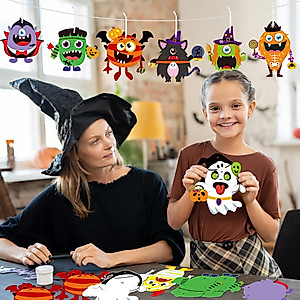 WATINC 123pcs Halloween Monster Crafts Kits for Kids, Halloween Hanging Ornaments DIY Make Your Own Monster Set Art, Halloween Handcraft Home Classroom Game Activities Party Favors Tree Decoration