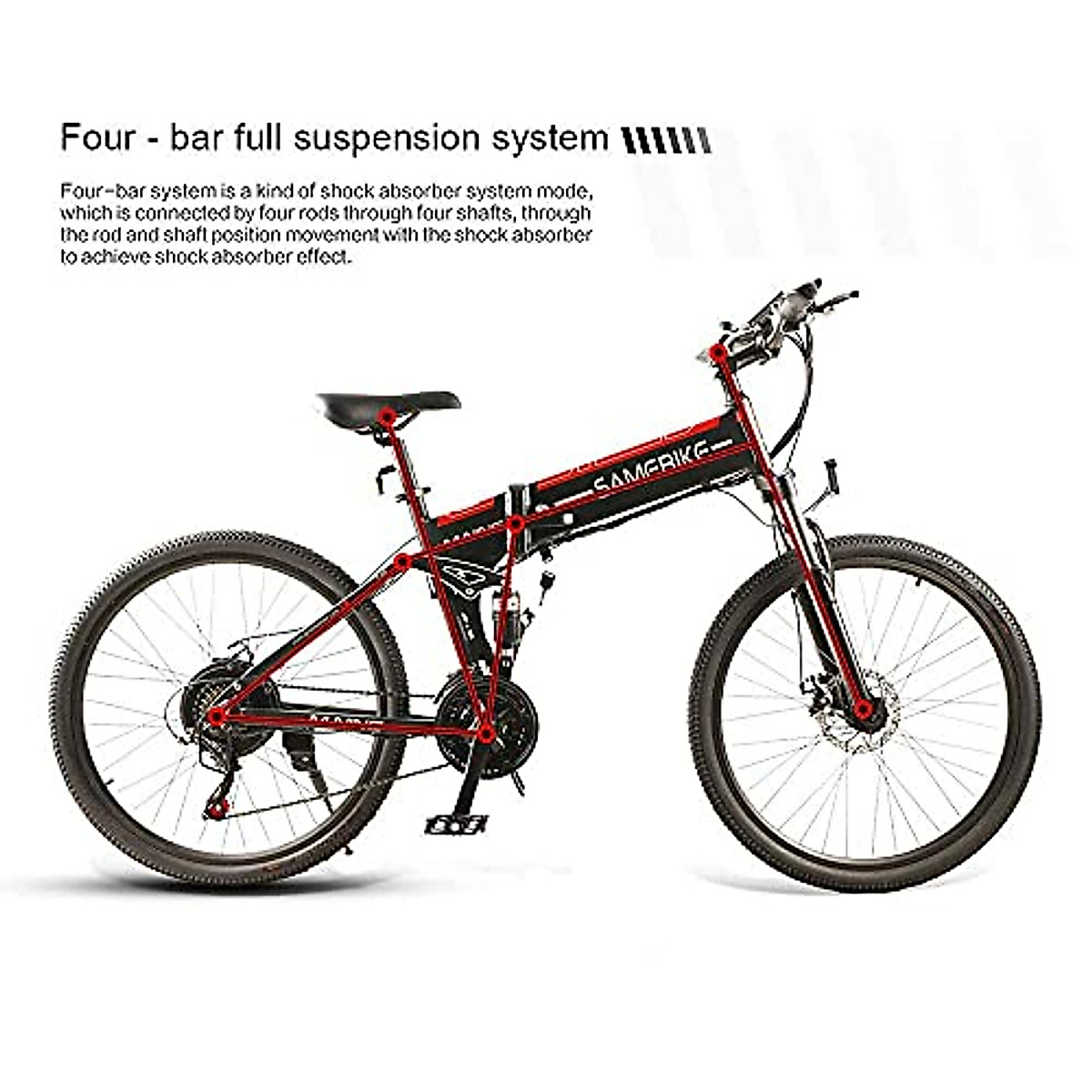 SAMEBIKE Electric Folding Bicycle for Adults, L026 Mountain Electric Bike EBike 500W 48V 10AH Lithium Battery 26 inch Foldable Commuter EBike for Men/Women (Black)