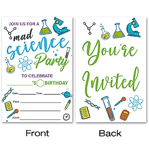 VAHATAN Science Birthday Party Invitations 20 Packs Mad Scientist Birthday Invites With Envelopes Mad Science Invitations