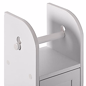 Small Bathroom Toilet Paper Roll Holder with Storage Cabinet and Extra Slot for Tissue Roll, White