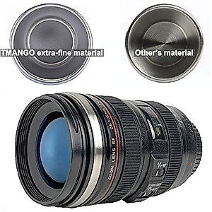 Tmango Camera Lens Coffee Mug With Lid, Photo Coffee Cup, Stainless Steel Thermos Lens Mug Leak Proof, Great Gifts for Photographers Men and Women