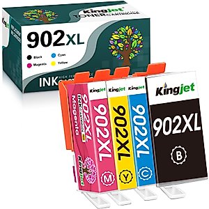 Kingjet 902XL Ink Cartridges for HP Printers Replacement for HP 902XL 902 902 XL Combo Pack for HP Officejet Pro 6978 6968 6970 6958 6962 6975 6960 6954 Printer, 4 Pack for HP 902 Ink Cartridges