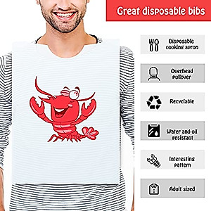 Geyoga 30 Piece lobster Bibs 23 Inch Crawfish Boil Seafood Boil Party Supplies Crab Plastic Seafood Funny Bibs for Adult Size